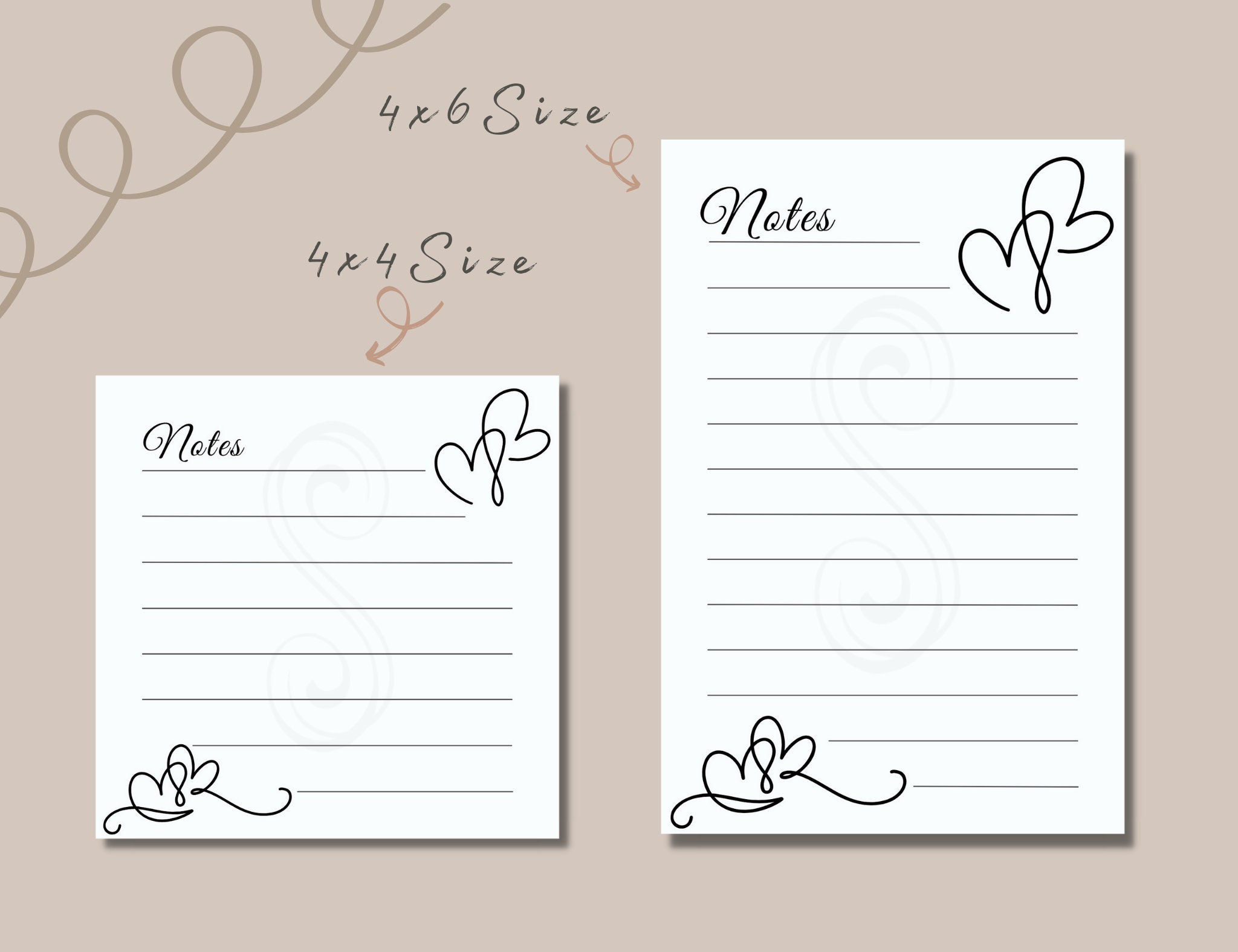 Instant Download Printable Notepad Digital File Heart Love Stationary ...
