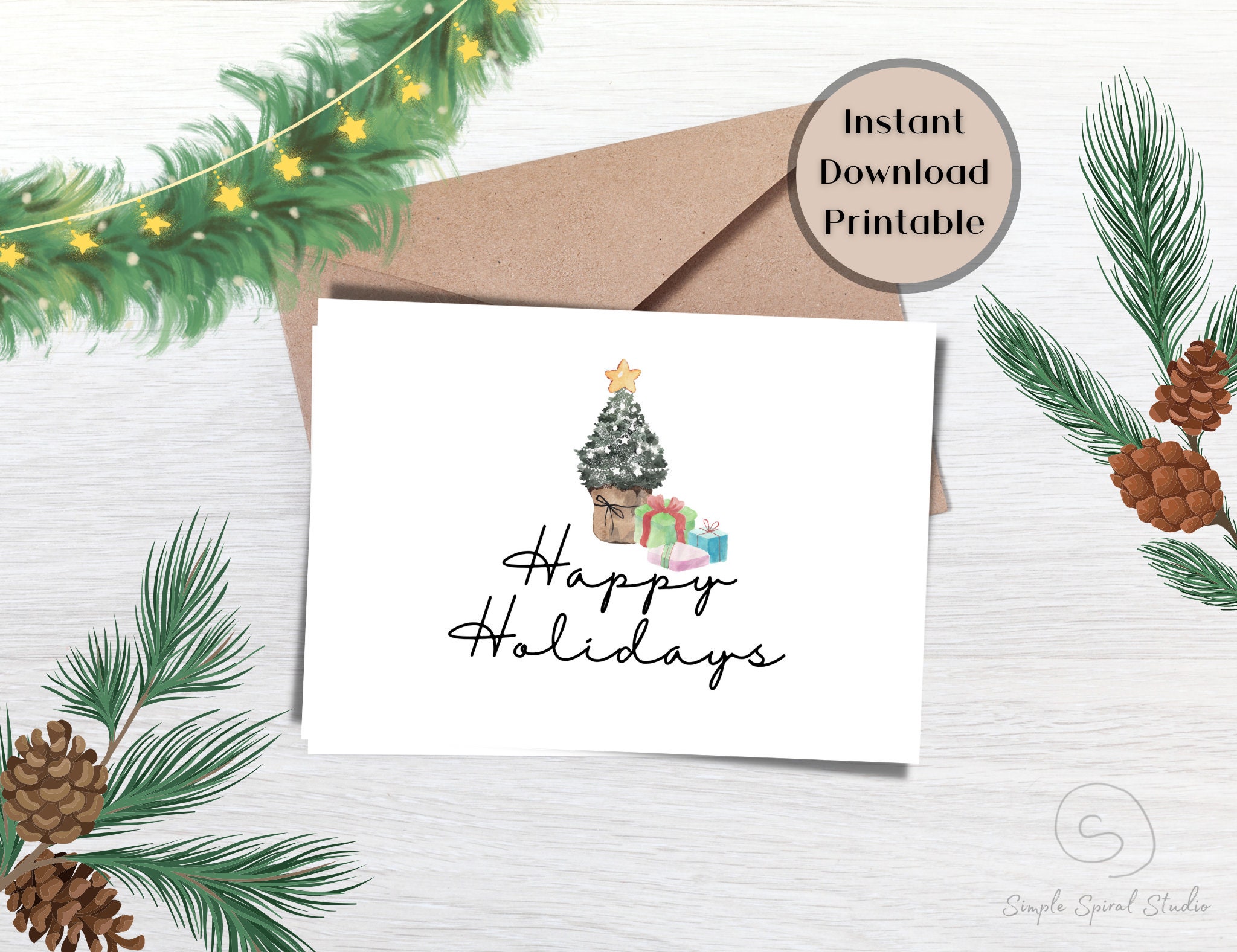 Printable | Instant Download | Happy Holiday Watercolor Cards | Set of ...
