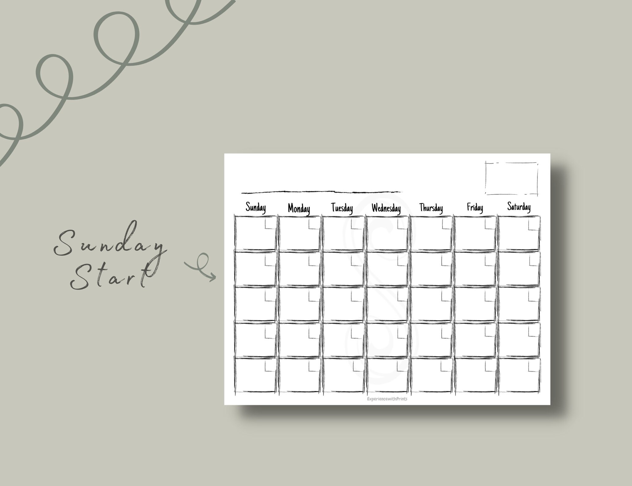 Printable | Undated | Blank Monthly Calendar | +FREEBIE Monthly Names ...