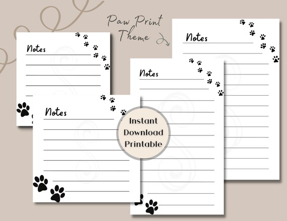 Instant Download Printable Notepad Digital File Paw | Etsy