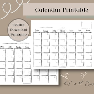 Printable | Undated | Blank Monthly Calendar | +FREEBIE Monthly Names ...