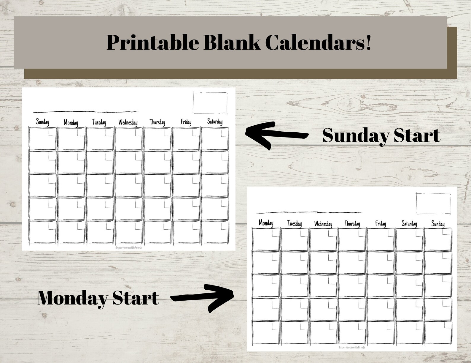 Printable Undated Blank Monthly Calendar FREEBIE Monthly | Etsy