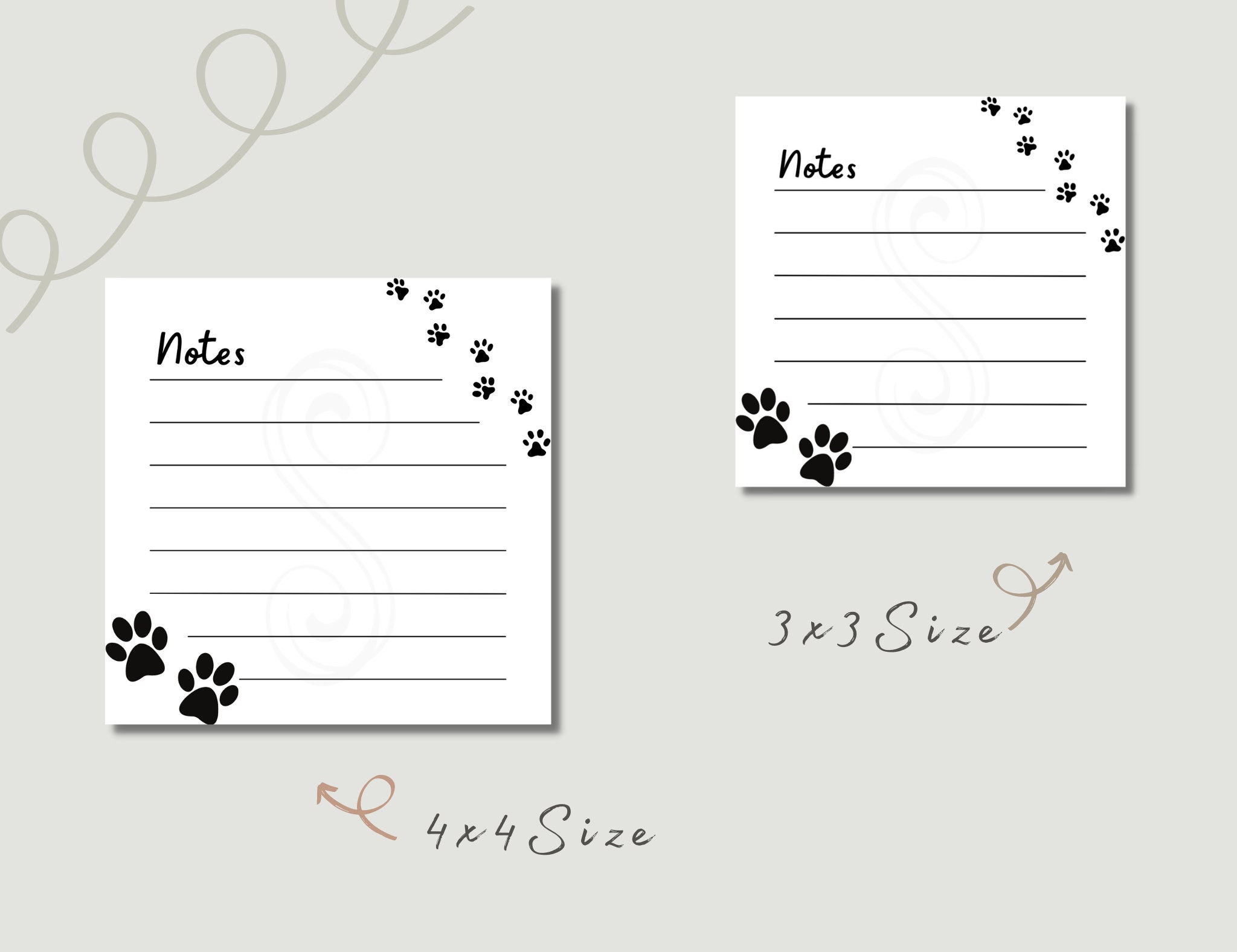 Instant Download | Printable | Notepad | Digital File | Paw Print ...