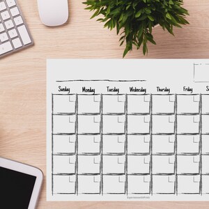 Printable Undated Blank Monthly Calendar FREEBIE Monthly | Etsy
