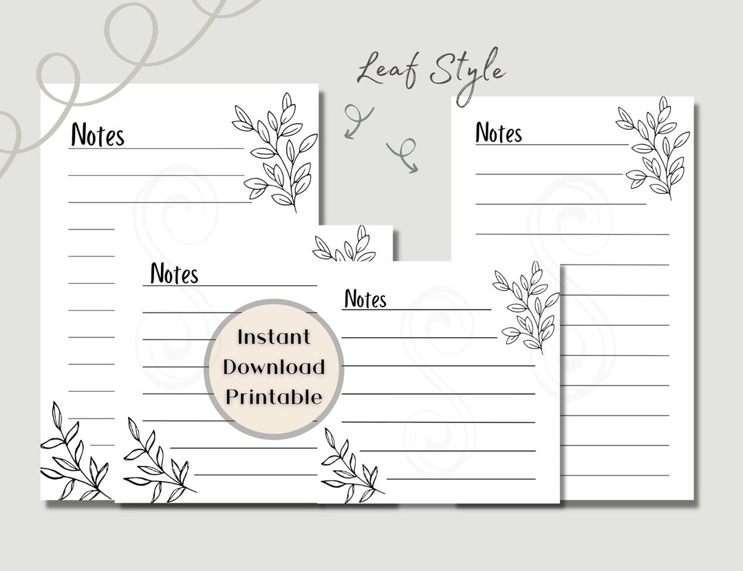 Instant Download | Printable | Notepad | Digital File | Leaf | Nature ...