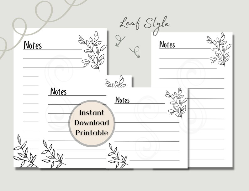 Instant Download Printable Notepad Digital File Leaf - Etsy