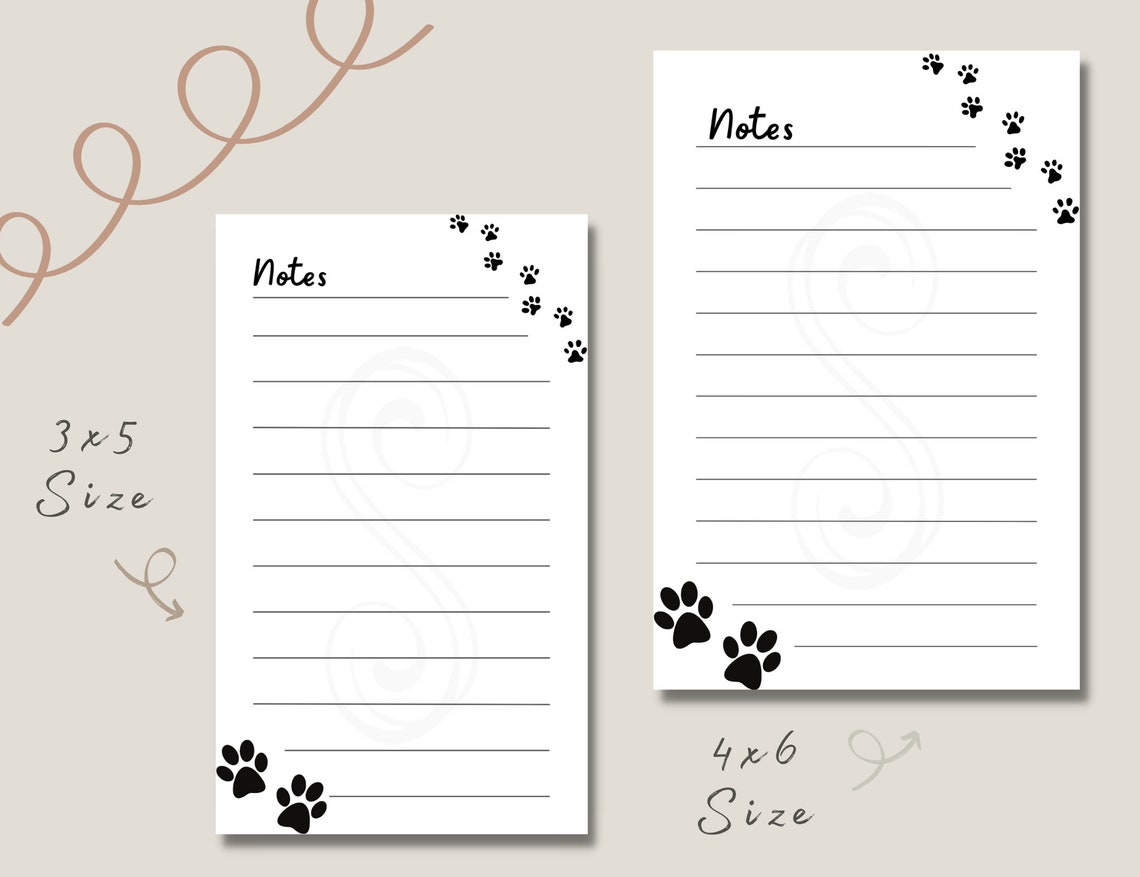 Instant Download | Printable | Notepad | Digital File | Paw Print ...