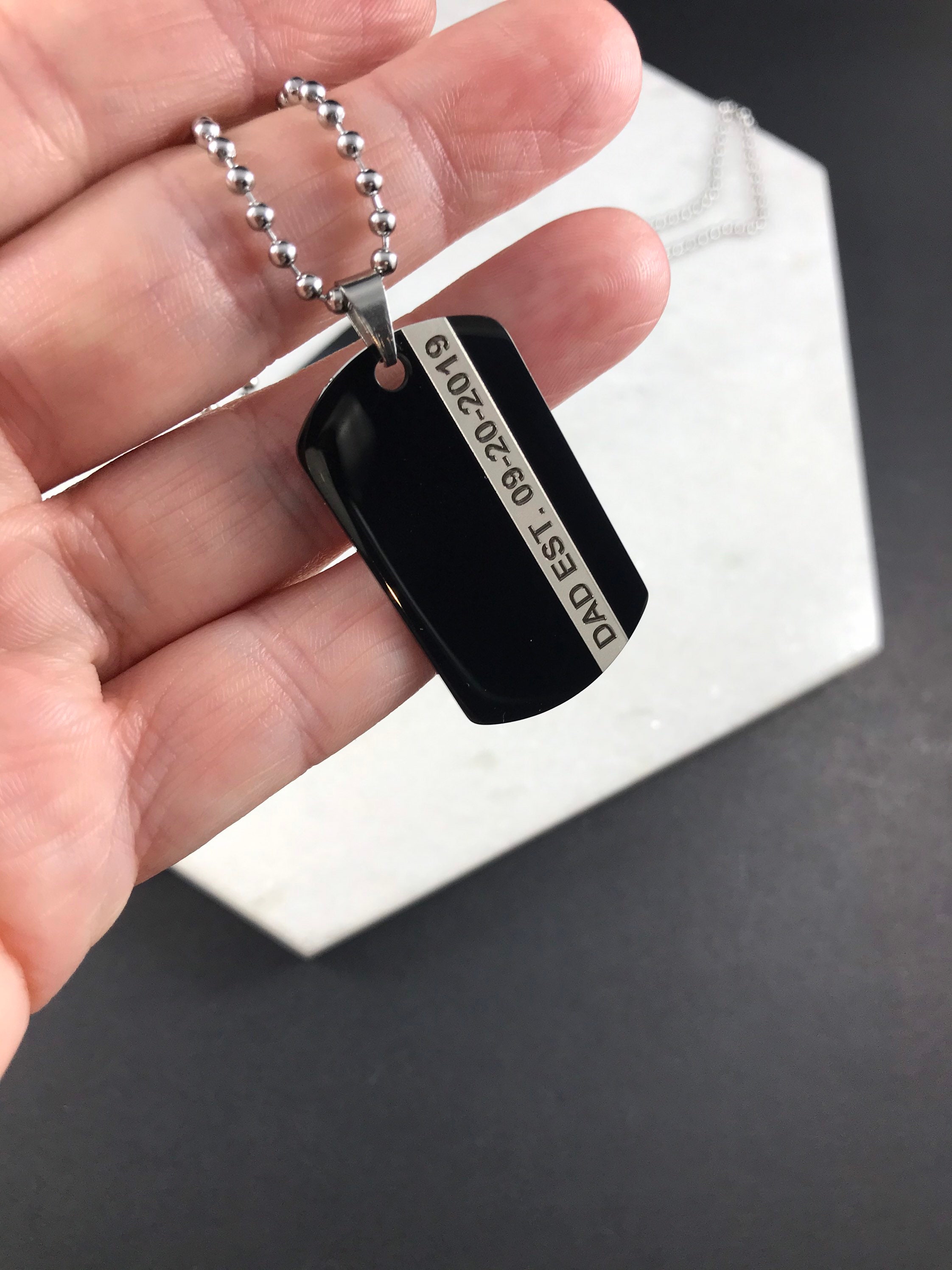 Military Style Engraved Dog Tag - Custom Personalized Men's Necklace ...