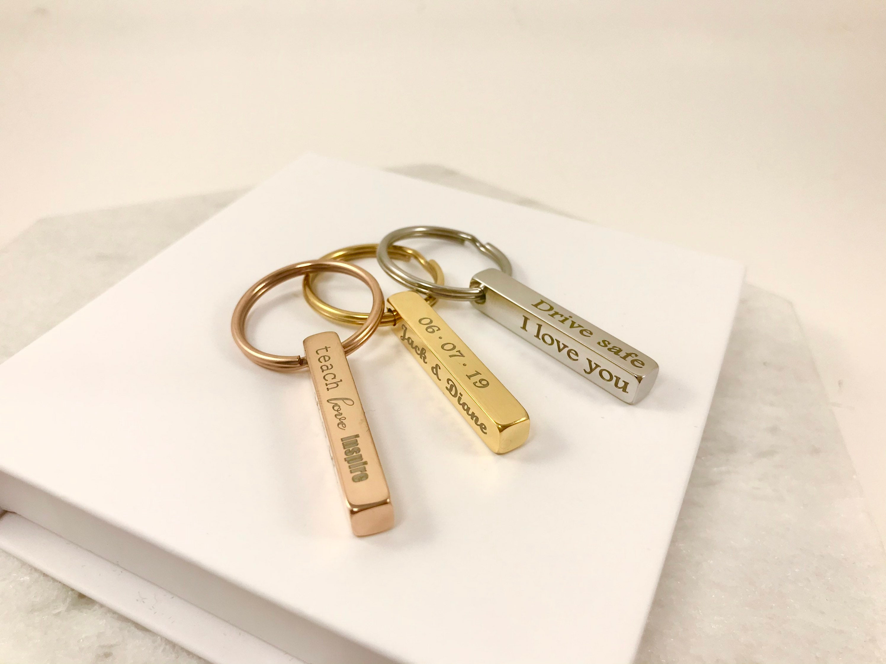 Custom Bar Keychain Custom Engraved Key Chain Engravable | Etsy