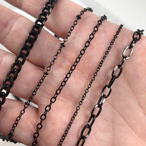 Chunky Black Necklace Chain - Custom Length - Custom Necklace Chain in ...