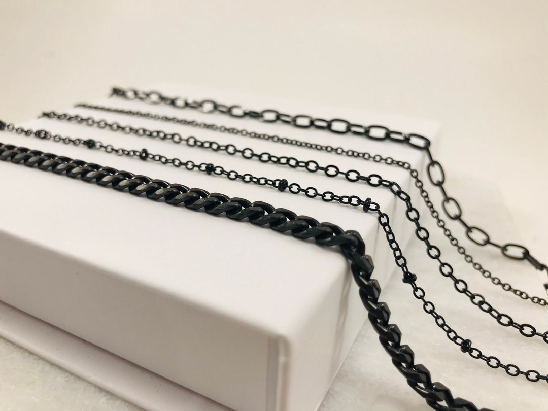 Chunky Black Necklace Chain - Custom Length - Custom Necklace Chain in ...