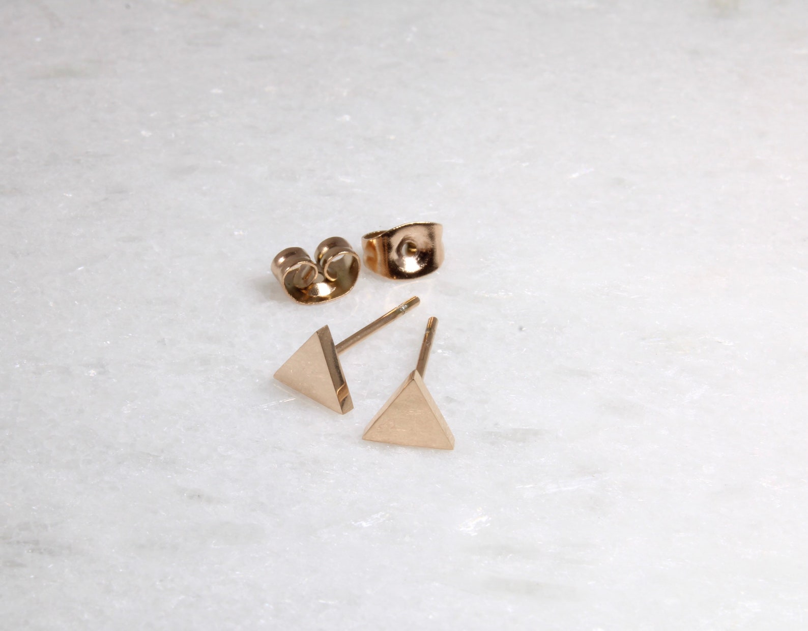 Gold Triangle Stud Earrings Rose Gold Triangle Earrings - Etsy