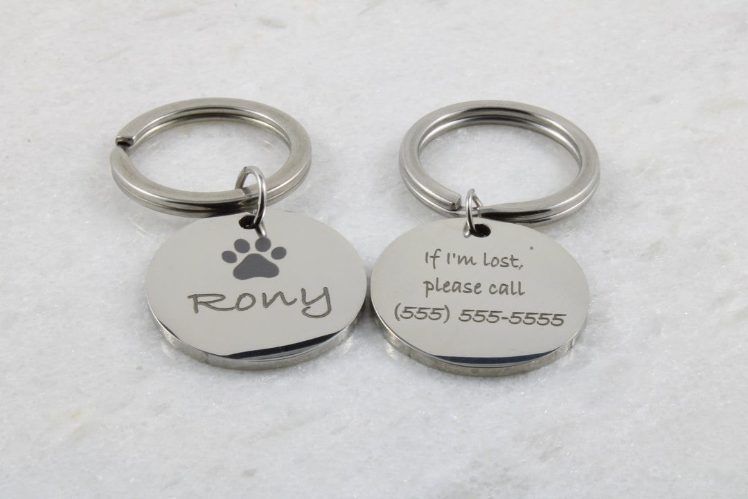 Dog ID Tag - Durable Lost Pet Identification Tag - Stainless Steel Dog ...