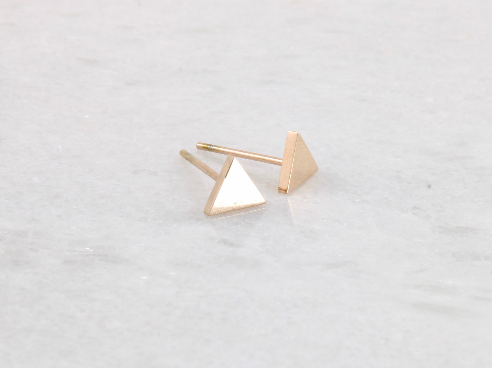 Gold Triangle Stud Earrings Rose Gold Triangle Earrings - Etsy