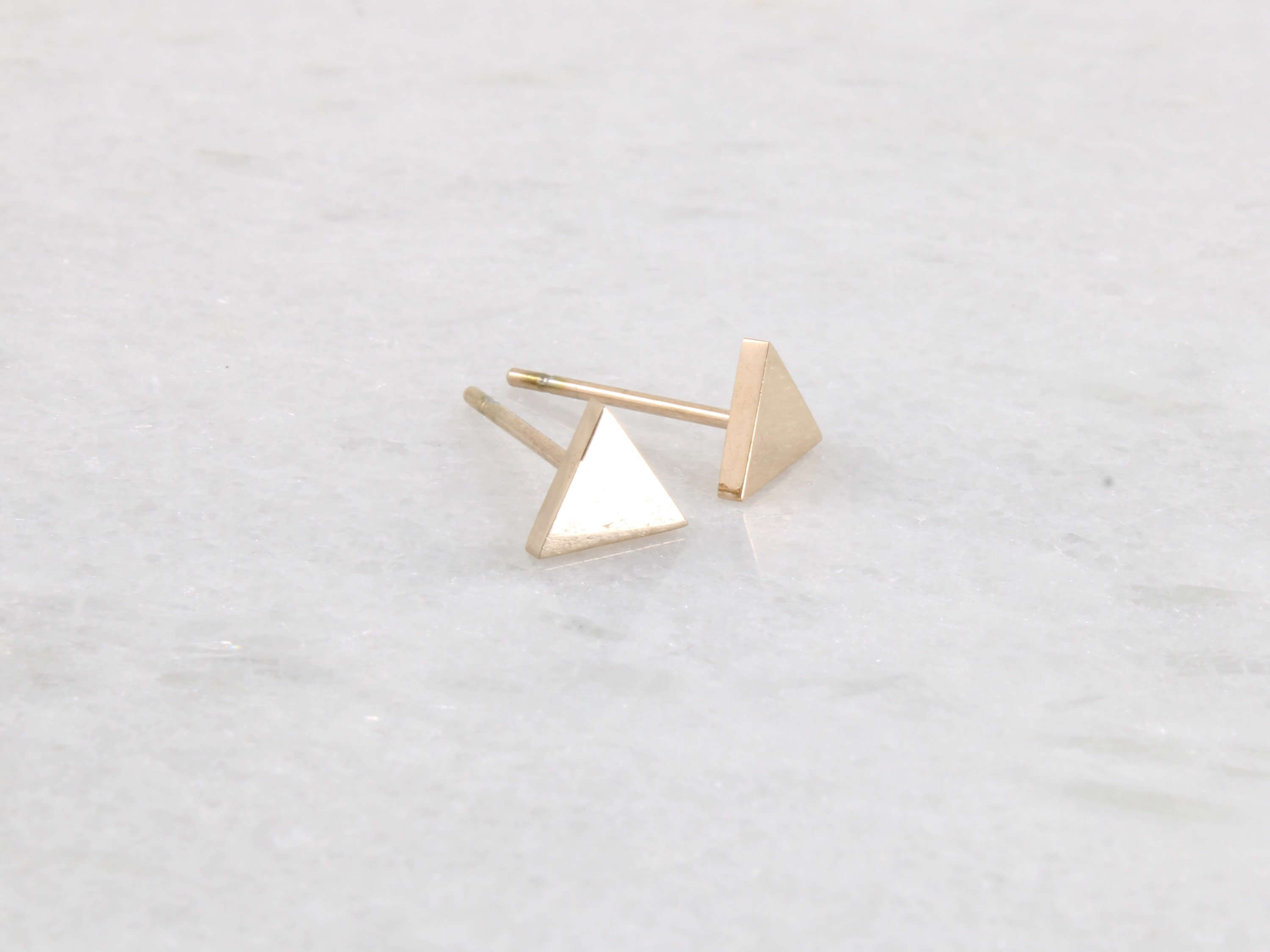 Gold Triangle Stud Earrings Rose Gold Triangle Earrings | Etsy