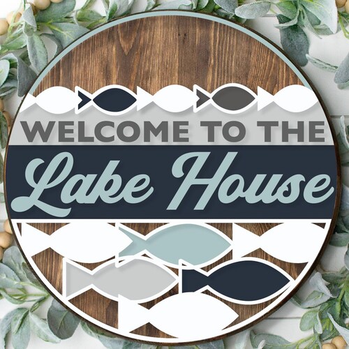 Welcome to the Lake Door Hanger SVG Lake House Welcome Sign - Etsy