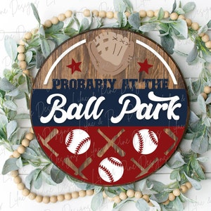 At the Ball Park Welcome Sign SVG | Baseball Round Door Hanger | Laser ...