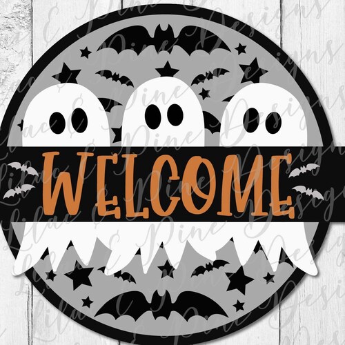 Ghost Welcome SVG Cute Halloween Ghosts SVG Spooky Welcome | Etsy