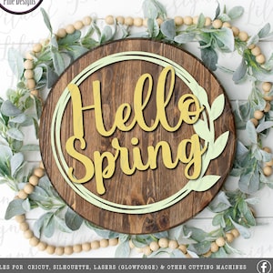 Hello Spring SVG spring floral decor SVG wreath svg flower | Etsy