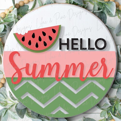 Hello Summer Watermelon Sign Summer Door Decor SVG - Etsy