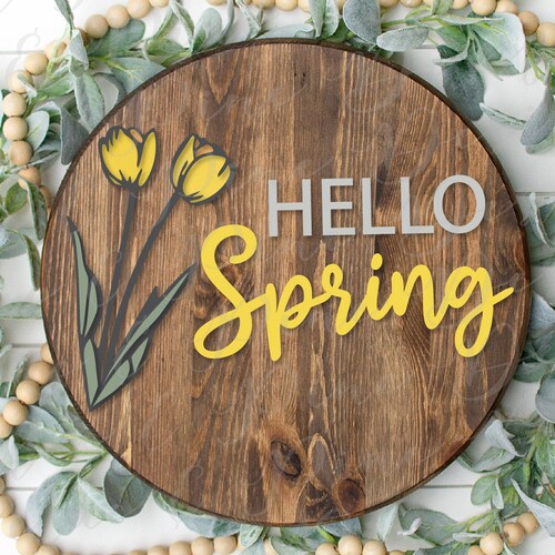 Hello Spring Sign SVG Spring Floral Decor SVG Tulip Svg - Etsy