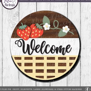 Strawberry vine welcome sign summer door decor SVG | Etsy