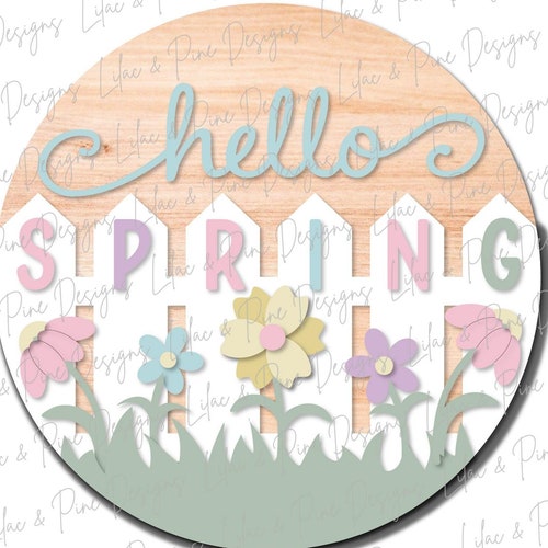 Hello Spring Door Hanger SVG Spring Sign SVG Flowers Svg - Etsy