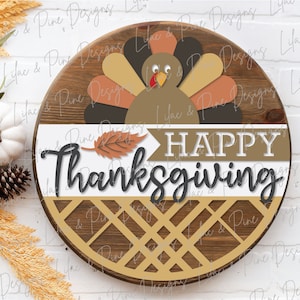 Happy Thanksgiving Sign SVG, Thanksgiving Round SVG, Fall Welcome ...