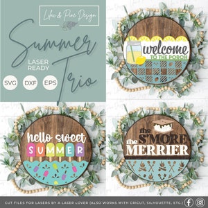 Summer Sign Bundle, Summertime Door Hanger SVG, Lemonade Welcome Sign ...