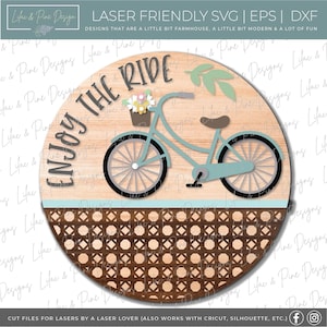 Enjoy the Ride Door Hanger SVG, Beach Cruiser Round Sign, Bike Svg ...