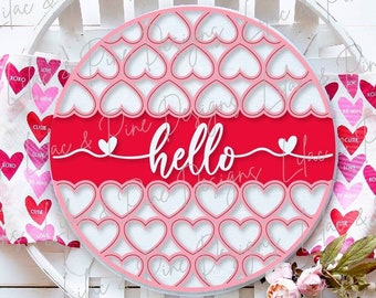 Hello Love Sign SVG Valentine Door Hanger Valentines Day | Etsy