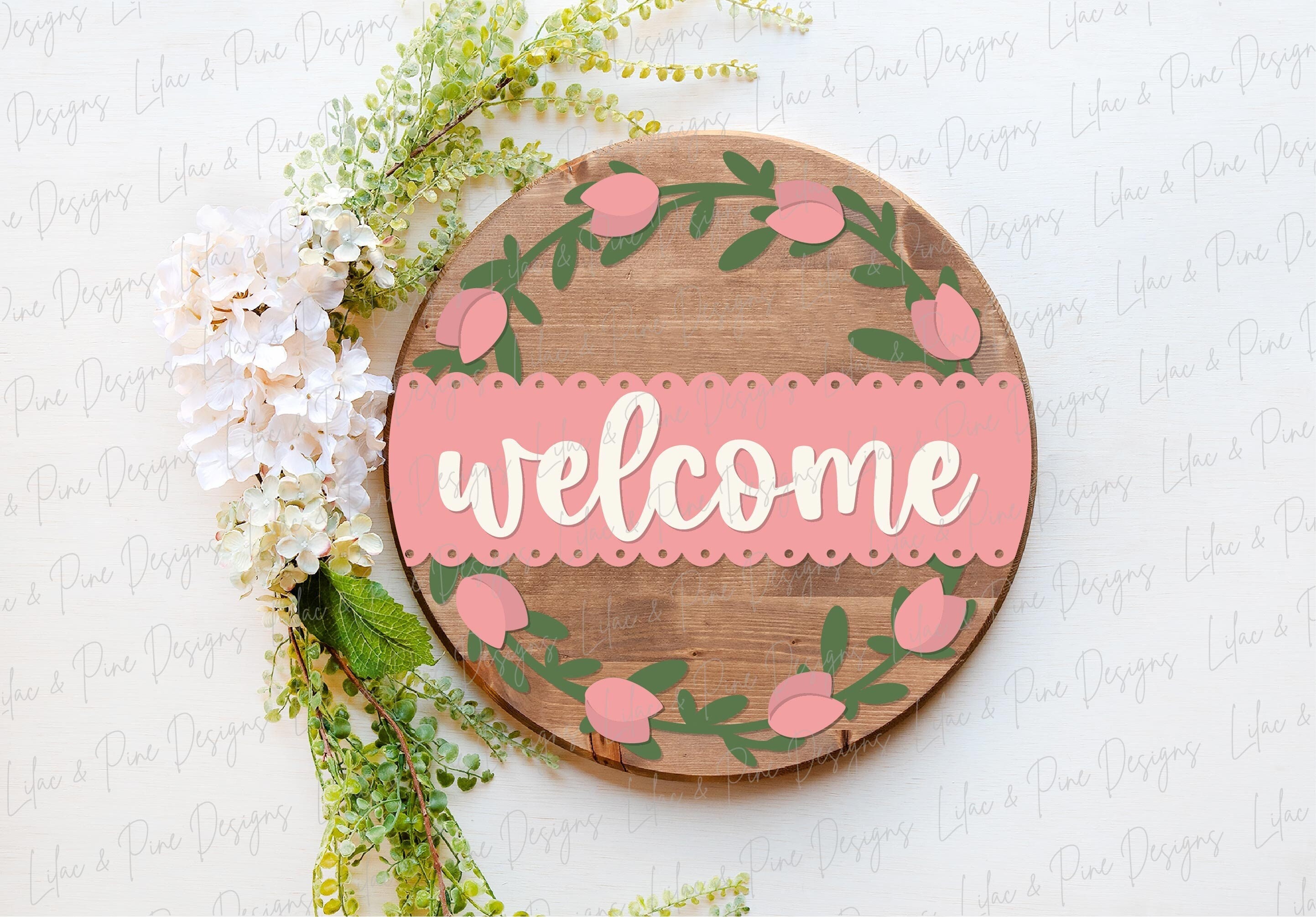 Spring Tulip Welcome Sign SVG, Tulip Door Hanger, Flower Welcome SVG ...