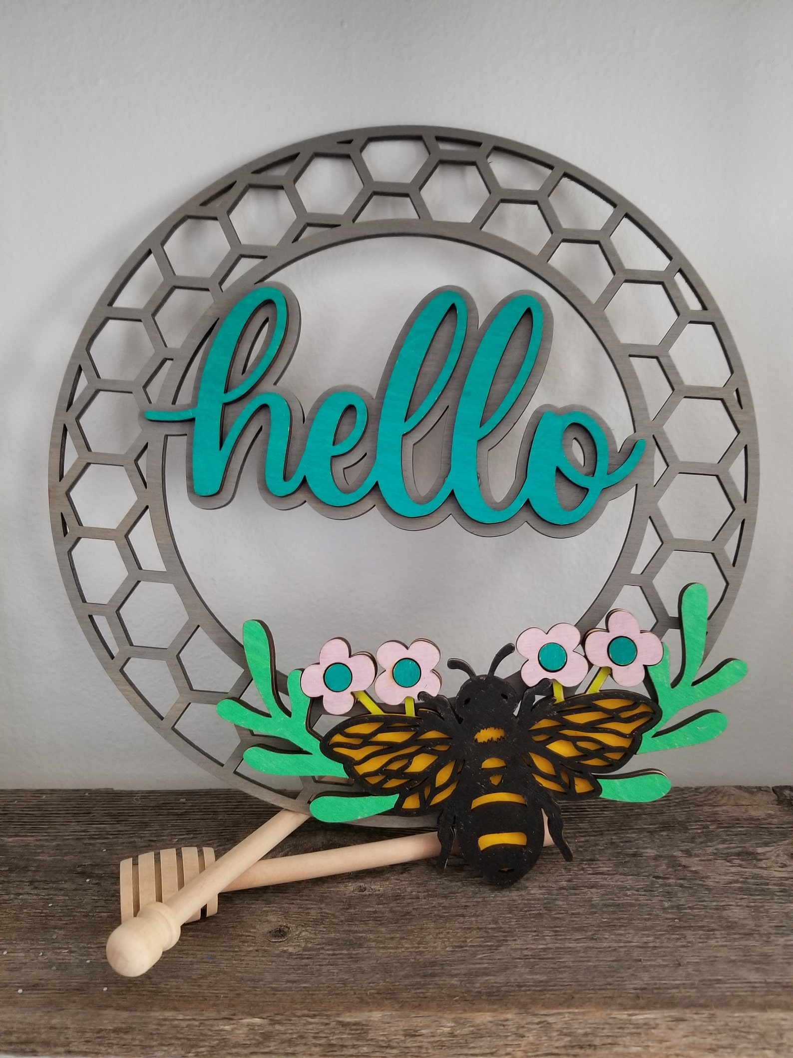 Hello Bee Honeycomb Sign Spring Sign SVG Bee SVG Summer | Etsy