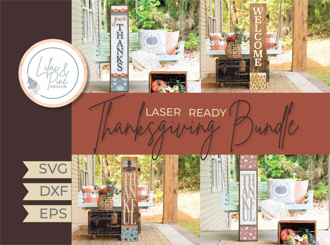 Thanksgiving Welcome Sign Svg Bundle, Thanksgiving Porch Sign, Thankful ...