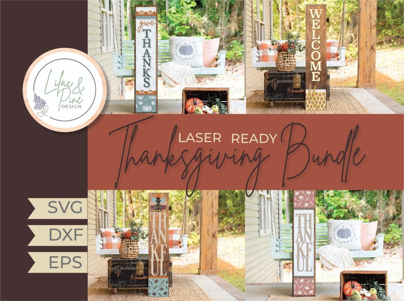 Thanksgiving Welcome Sign Svg Bundle, Thanksgiving Porch Sign, Thankful ...