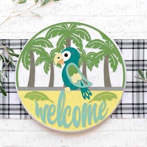 Parrot Welcome Sign SVG, Summer Door Hanger SVG, Tropical Decor Svg ...