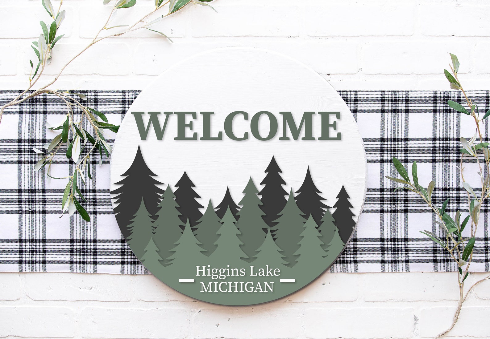 Forest Welcome Door Hanger SVG, Pine Tree Door Sign SVG, Cabin Decor ...