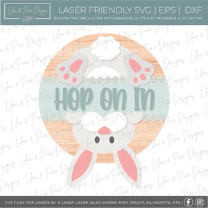 Hop on in Sign SVG, Bunny Welcome Sign SVG, Easter Bunny Door Hanger ...