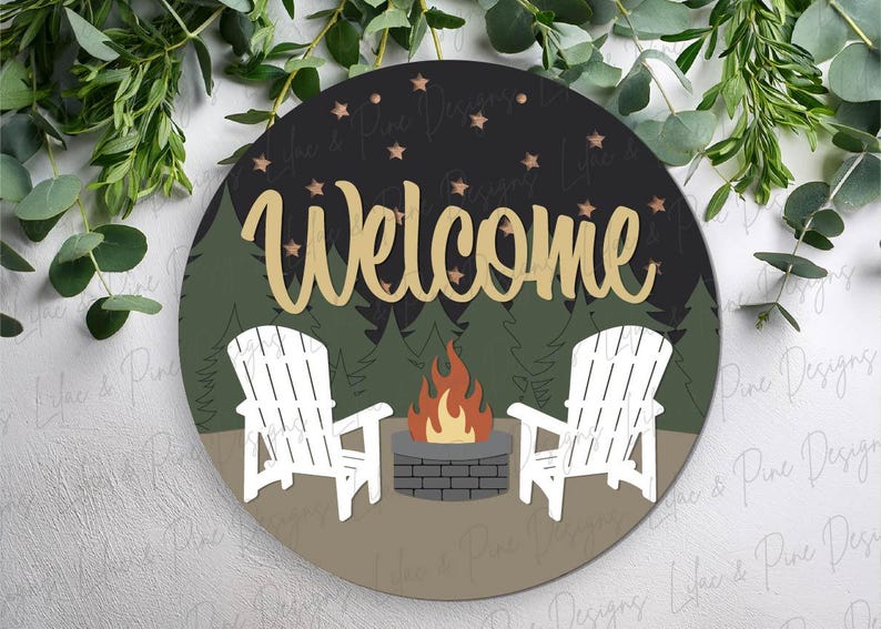 Welcome Fire Pit Sign SVG, Camping SVG, Welcome Camper Sign, Campfire ...