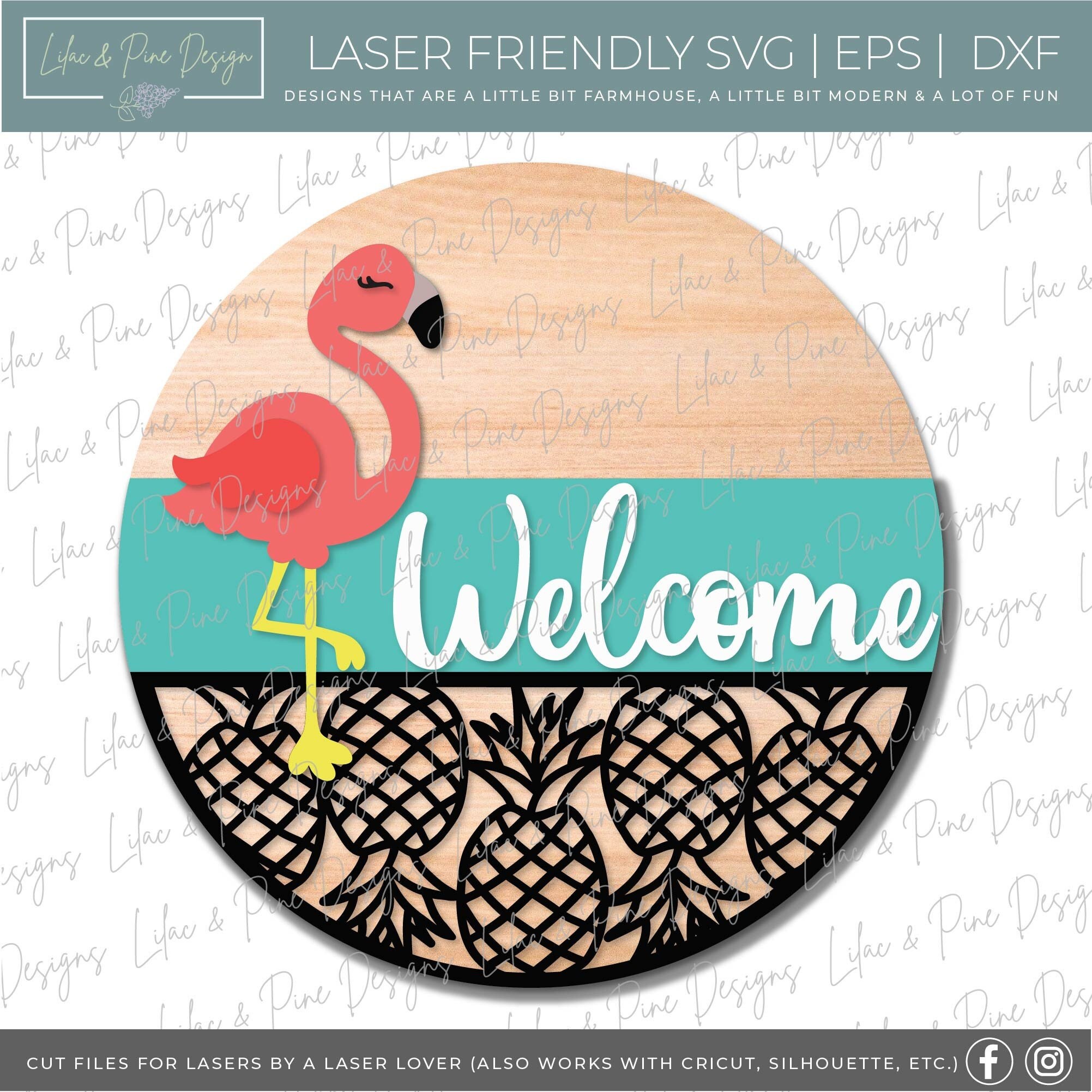 Flamingo Pineapple Welcome Sign Summer Sign Summer Door - Etsy