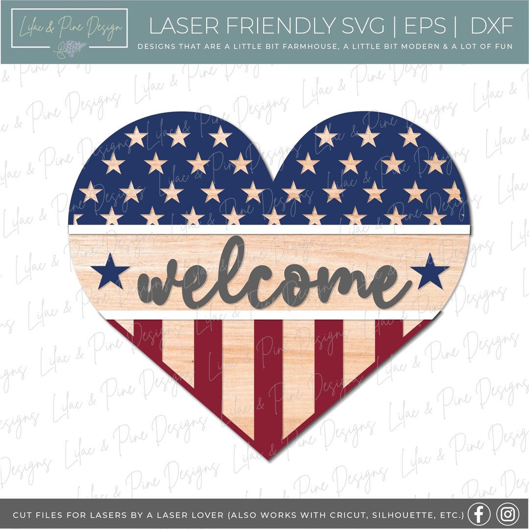 Patriotic Welcome Sign, July 4th Door Decor SVG, Stars and Stripes SVG ...