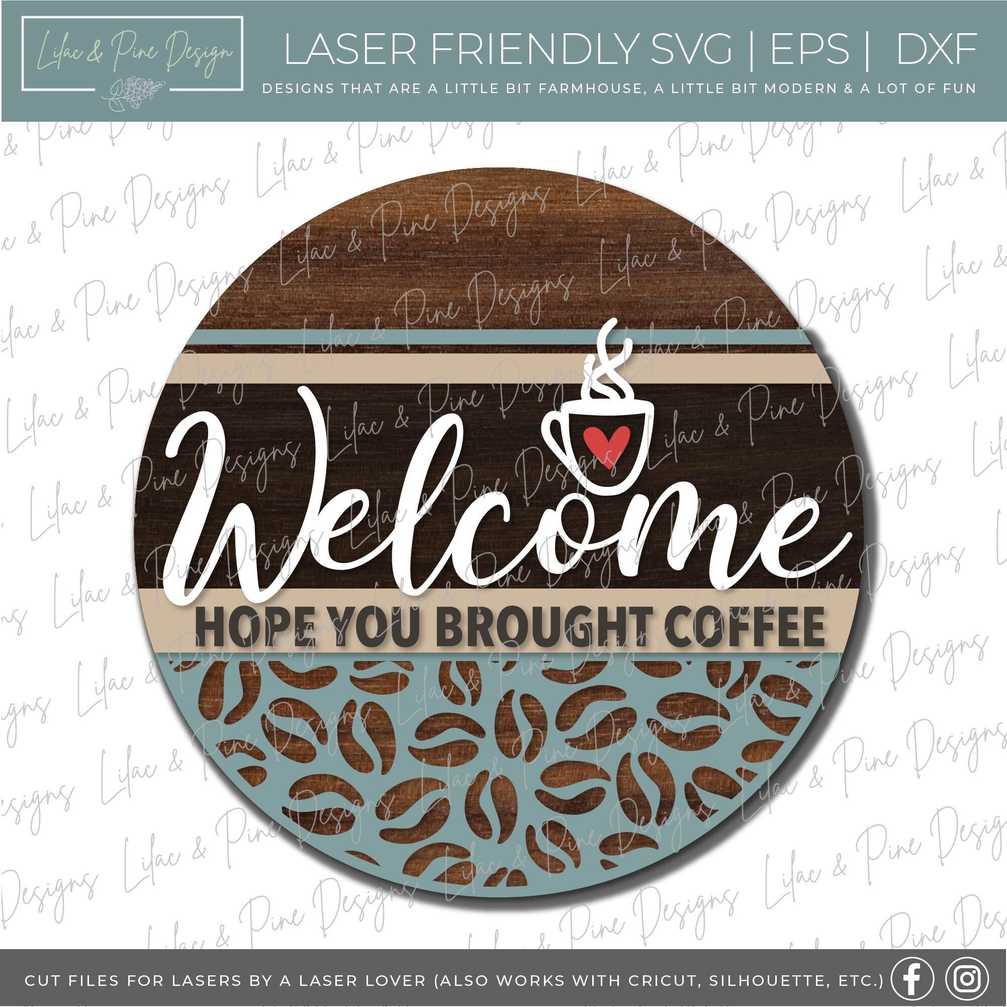 Welcome Coffee Sign SVG Welcome Door Hanger Coffee Door - Etsy
