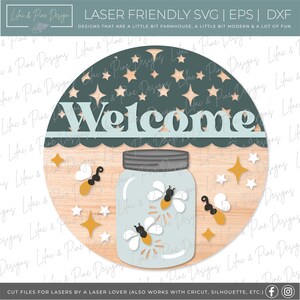 Firefly Welcome Sign SVG, Lightning Bug Door Hanger Svg, Summer Welcome ...