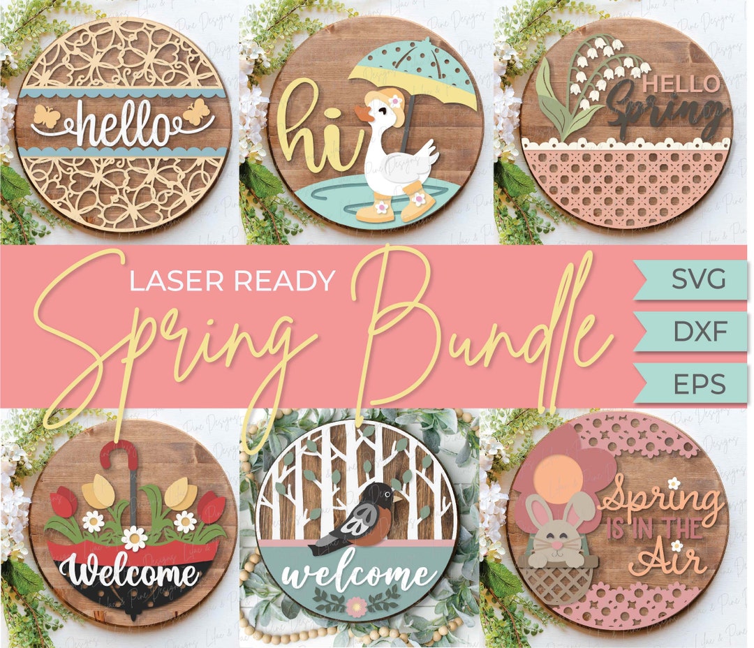 Spring Welcome Sign SVG, Spring Door Hanger Bundle, Tulip SVG, Duck Svg ...