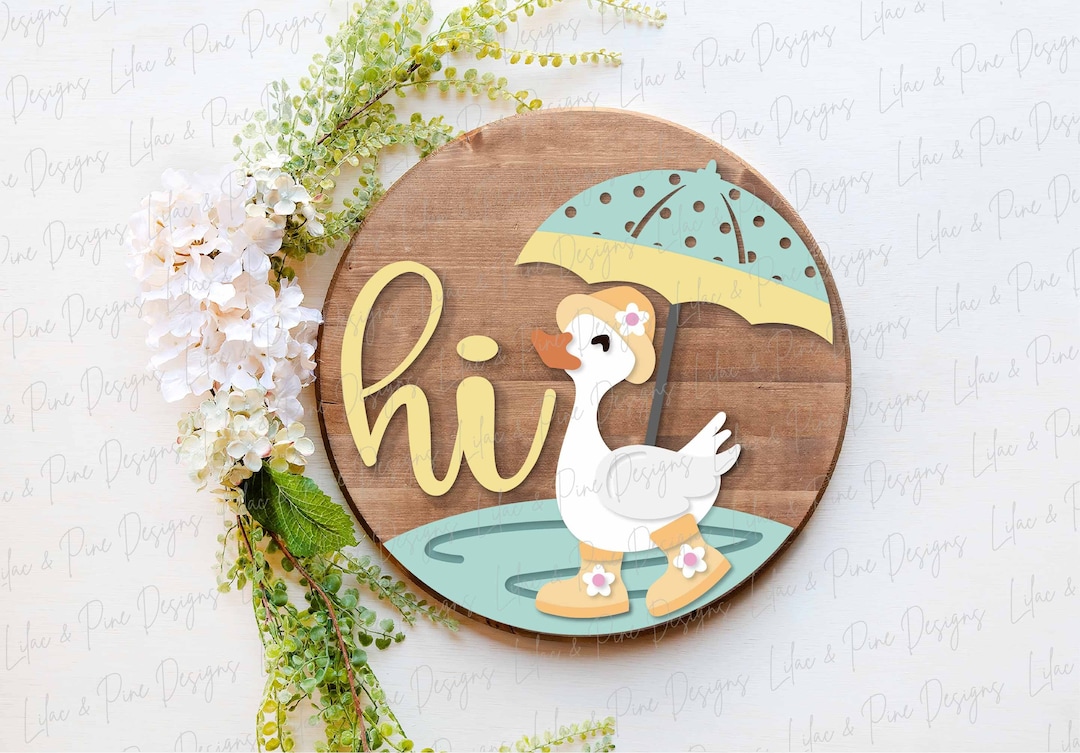 Spring Welcome Sign SVG, Duck Door Hanger, Umbrella Welcome Sign SVG ...