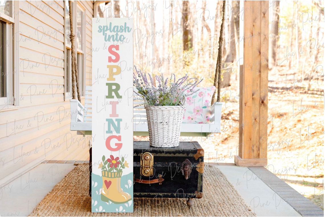 Spring Porch Sign SVG, Spring Porch Leaner, Rain Boots Welcome Sign ...
