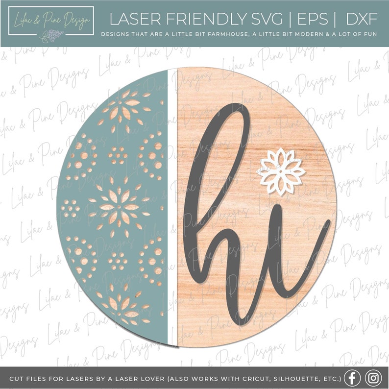 Hi Door Sign SVG Floral Door Hanger Welcome Sign SVG Floral - Etsy