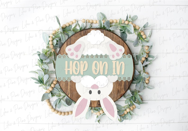 Hop on in Sign SVG Bunny Welcome Sign SVG Easter Bunny Door - Etsy UK