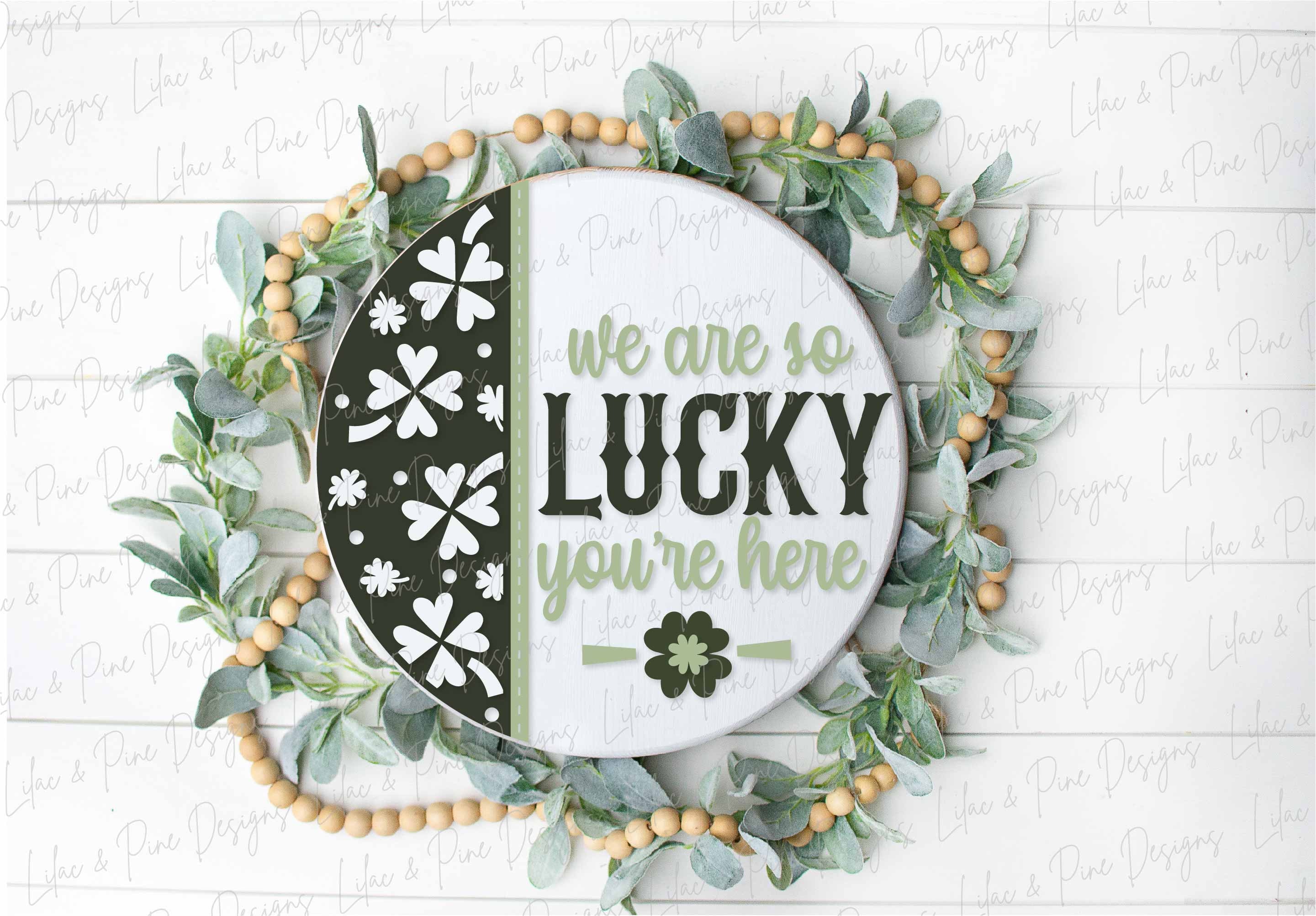Lucky Sign SVG St Patricks Day Door Hanger Shamrock Welcome - Etsy