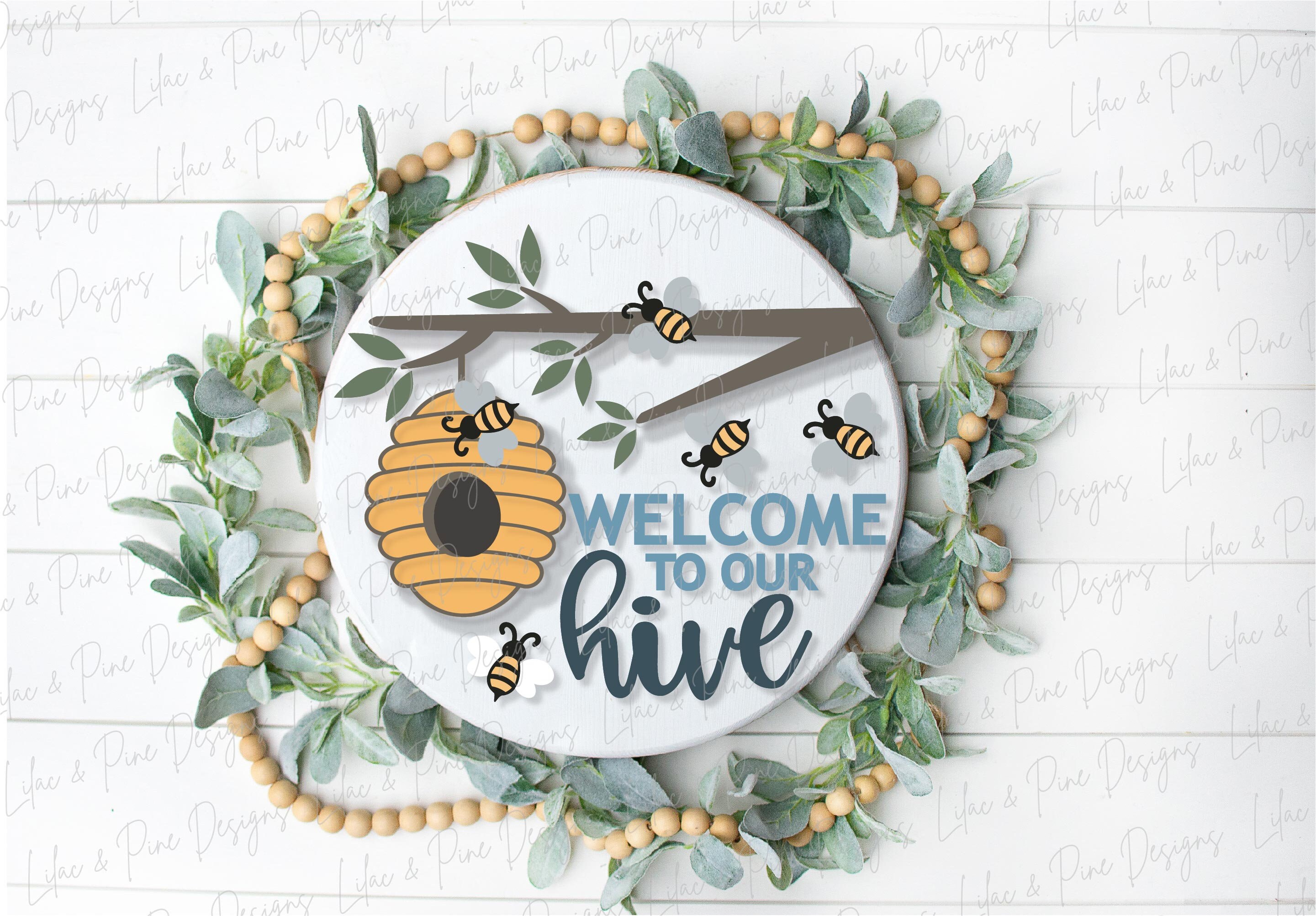 Bee Welcome Sign Svg Bee Hive Door Hanger SVG Bee Porch Sign - Etsy